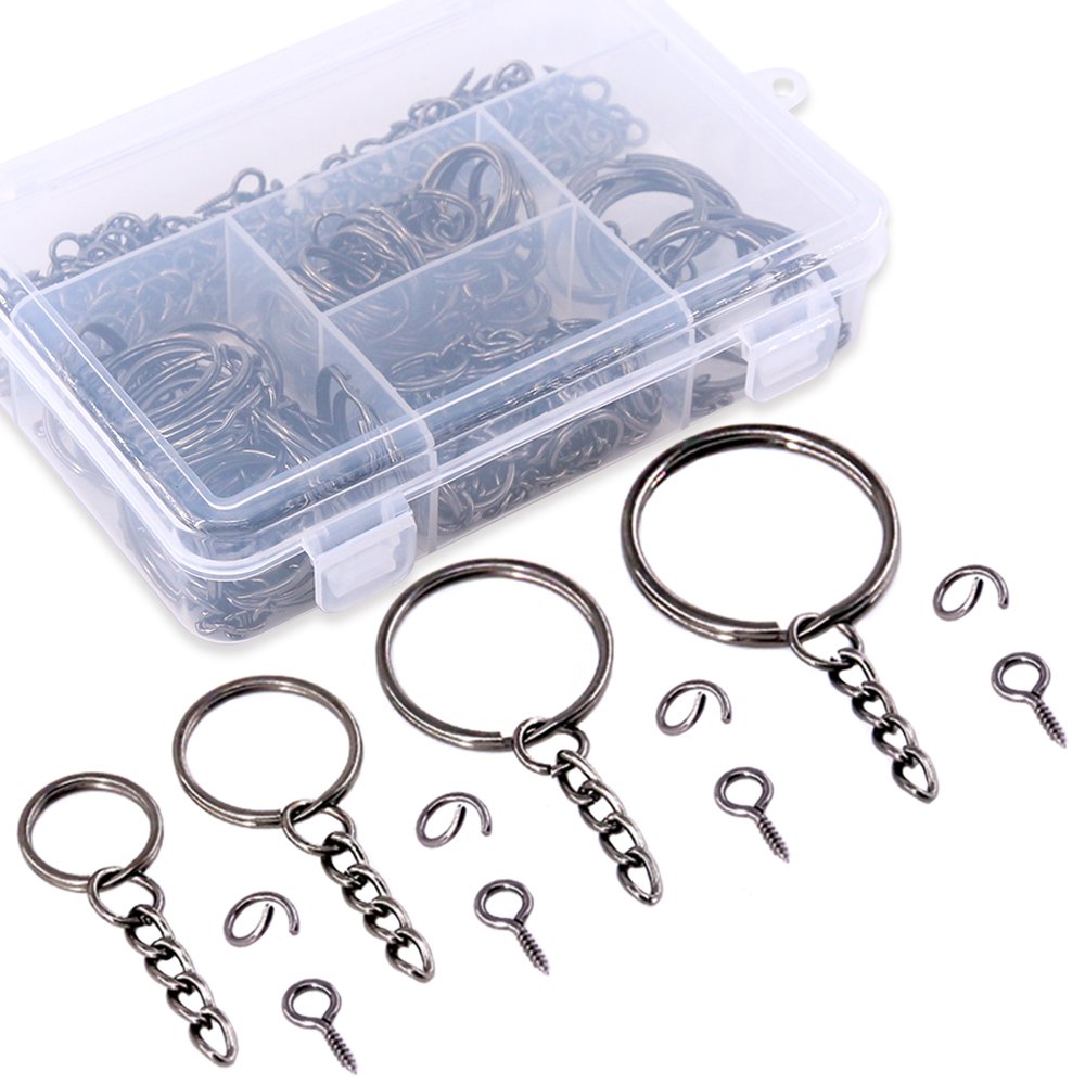Amazon.com: Swpeet 300Pcs Key Chain Rings Kit, 100Pcs Keychain Rings ...