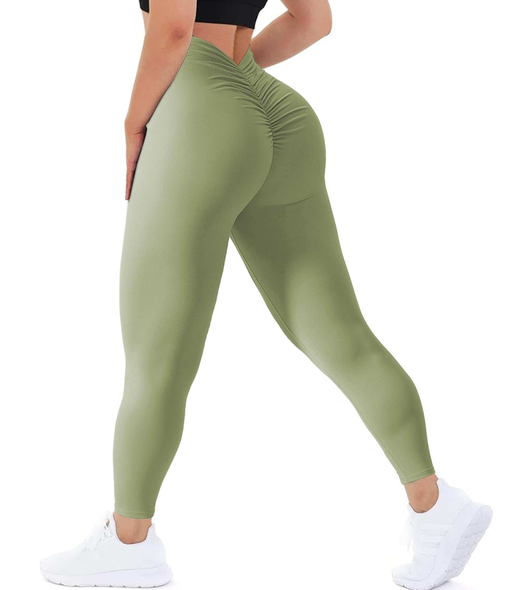 Snapklik.com : V Back Scrunch Butt Leggings For Women Butt Lifting ...