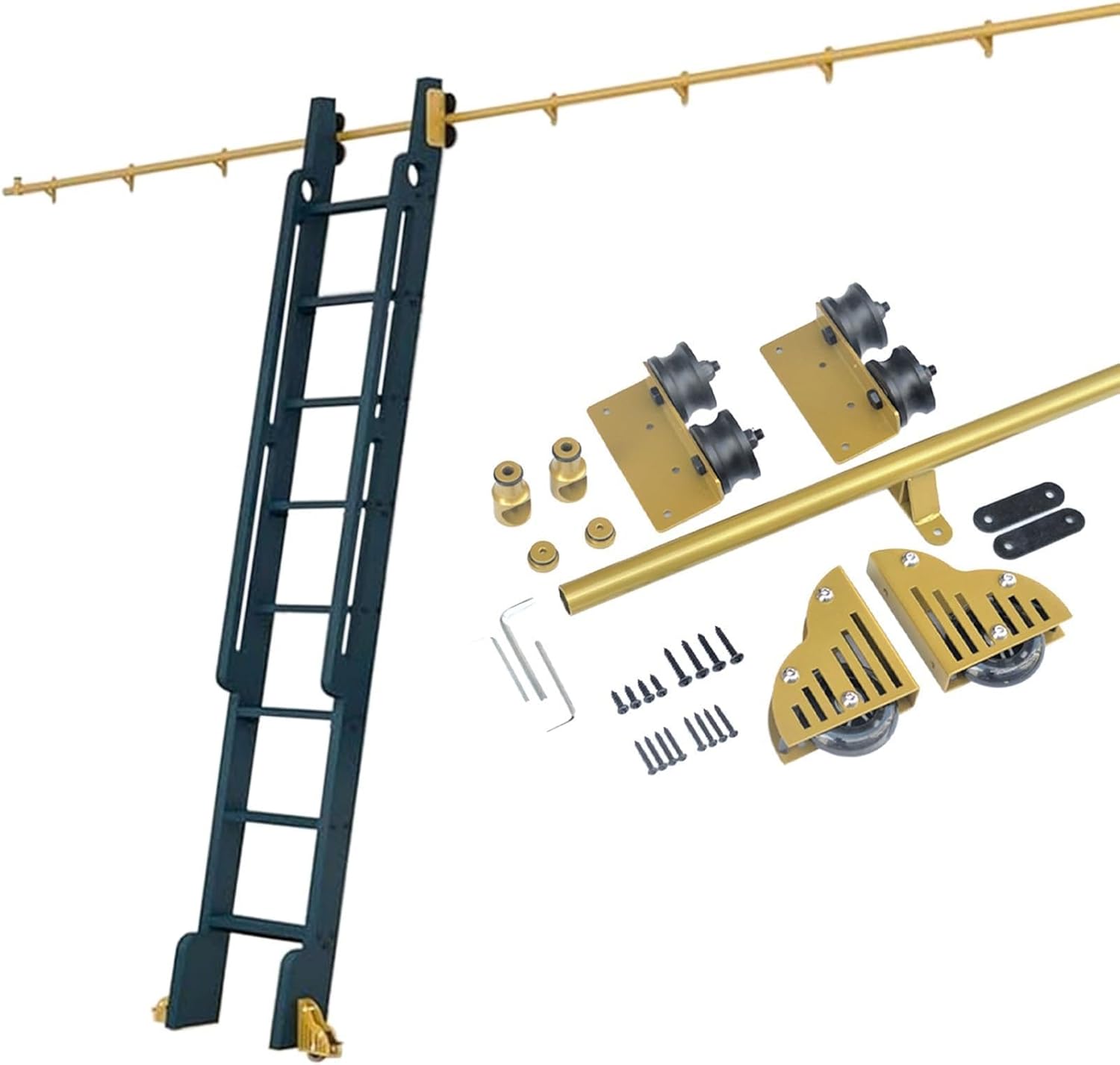 Amazon.com: PAUANI Gold Sliding Library Ladder Rail Hardware Kit (No ...