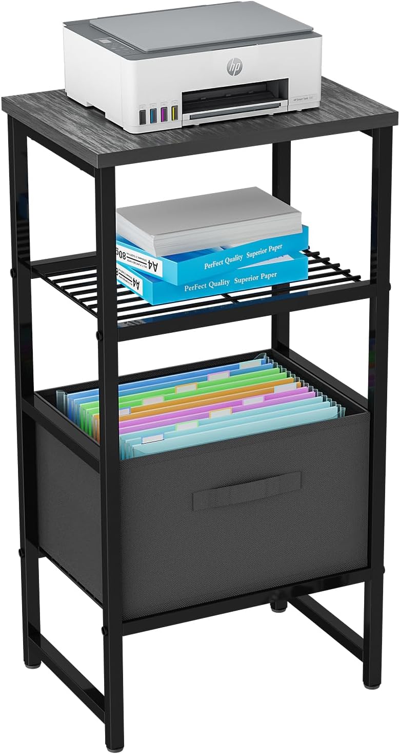 Amazon.com: MWQ Printer Stand with Drawer Storage, 3 Tier - Heavy Duty ...