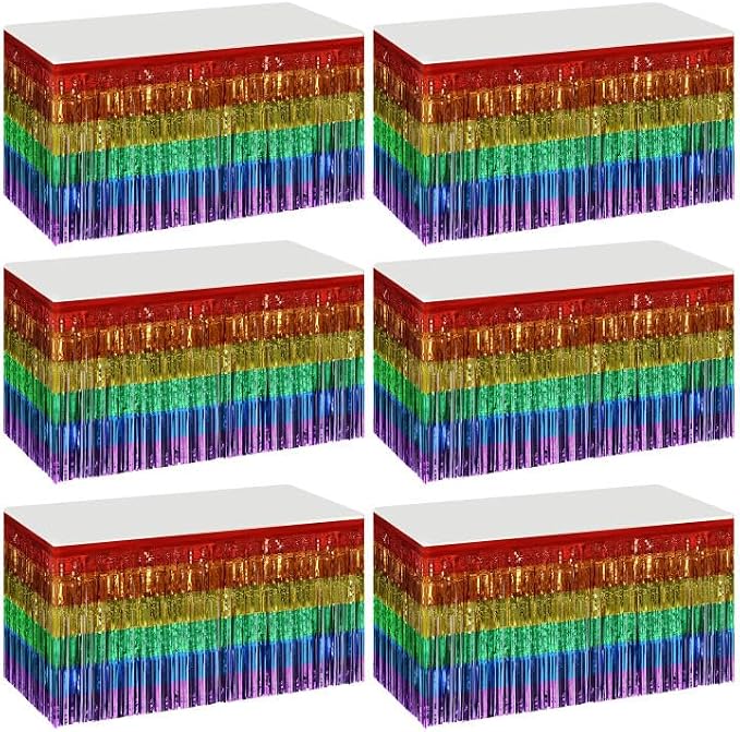 Amazon.com: 6 Packs Pride Rainbow Table Skirts- 110" x 30" LGBT Rainbow ...