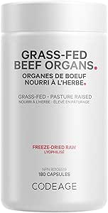 Codeage Grass Fed Beef Organs Supplement – Glandular Supplements - Freeze Dried, Non-Defatted ...