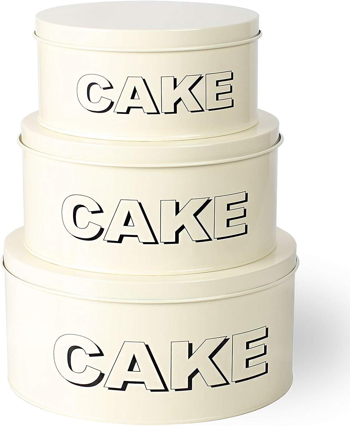 Vintage Styled Antique Cream 2PC Metal Cake Carrier & Cake Tin Storage ...