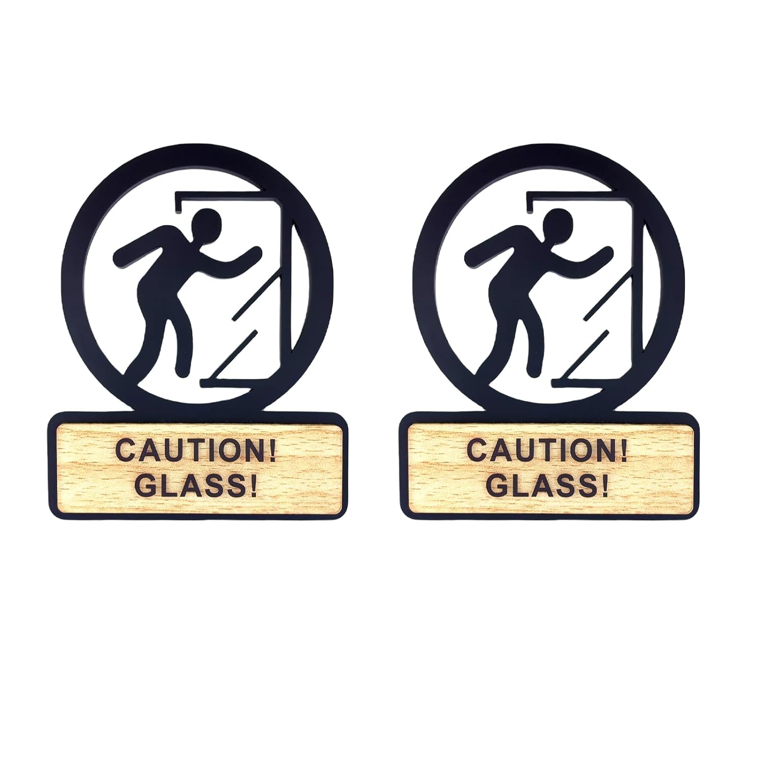 Amazon.com: 2 Pack Caution Glass Signs - 3D Acrylic Caution glass Sign ...