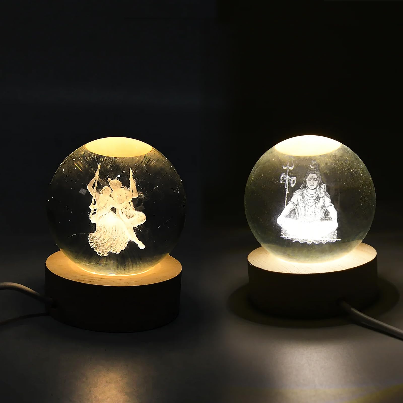 Buy 3D Radha Krishna and Mahadev Crystal Ball Lamps for Puja Room ...