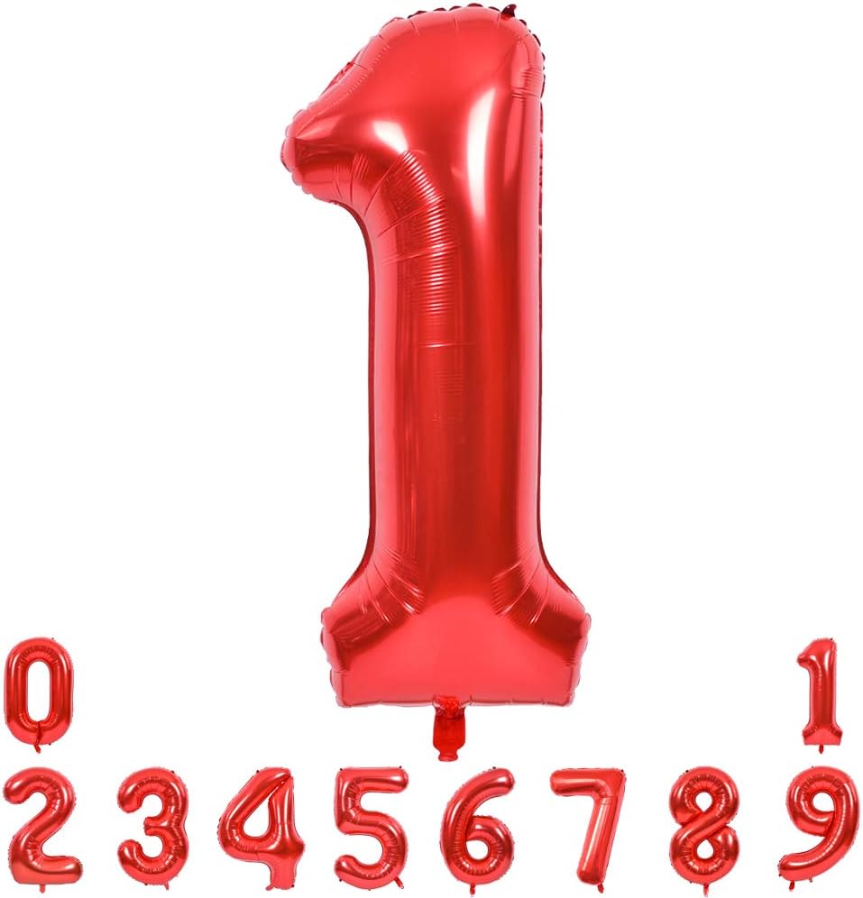 Amazon.com: TONIFUL 40 Inch Red Large Numbers Balloons 0-9, Number 1 ...