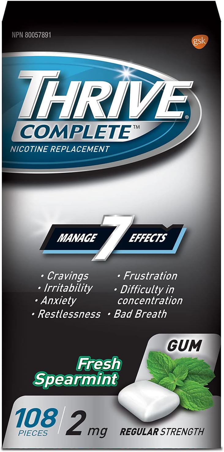 Thrive Complete Nicotine Replacement Gum, Quit Smoking Aid, 2mg Regular ...