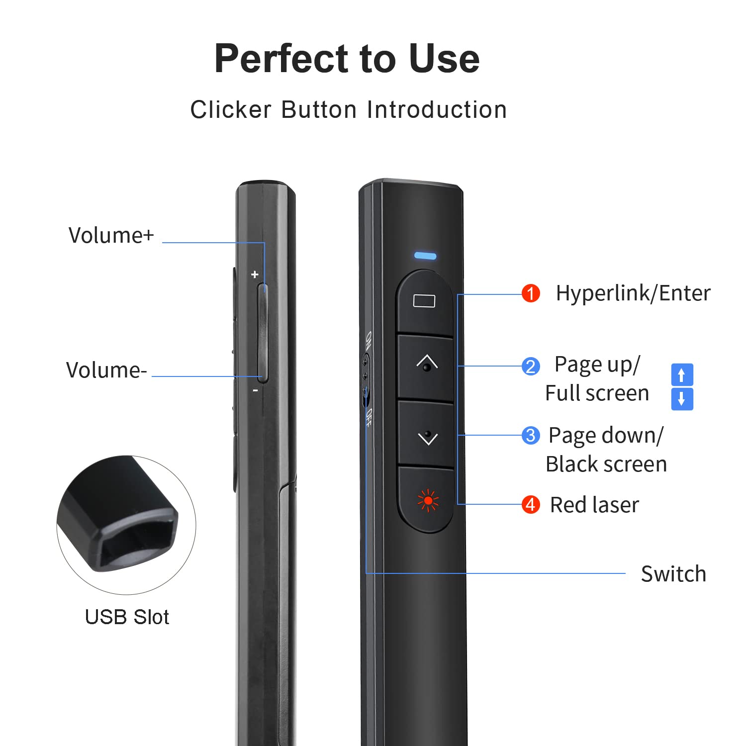 Wireless Presentation Clicker for PowerPoint Presentations, USB Slide ...