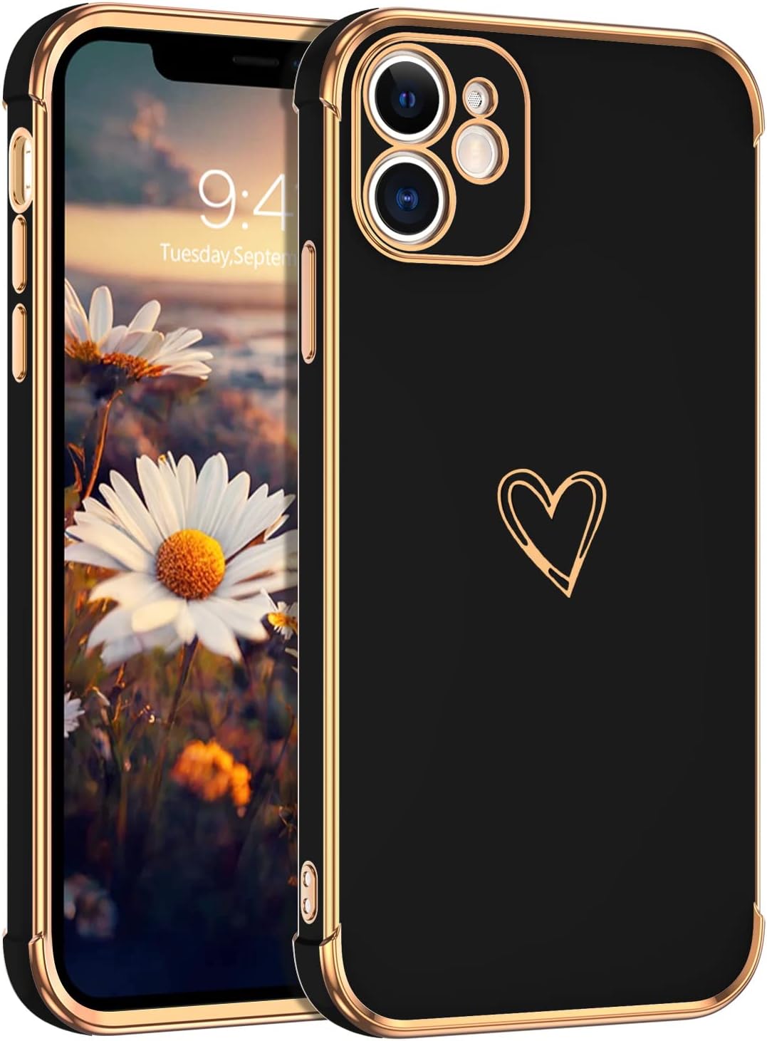 Amazon.com: BENTOBEN iPhone 12 Mini Phone Case, Cute Heart Pattern Slim ...