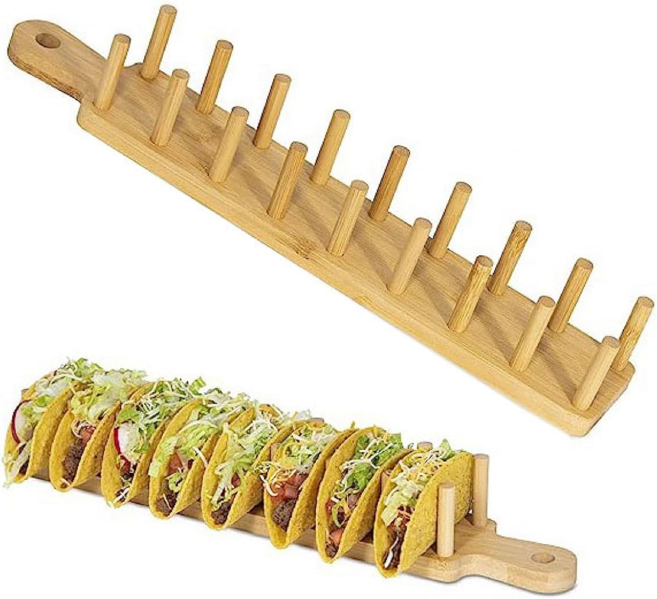 Amazon.com: MIAO JIN 2Pack Bamboo Taco Holders, Holds 8 Tacos Each Taco ...