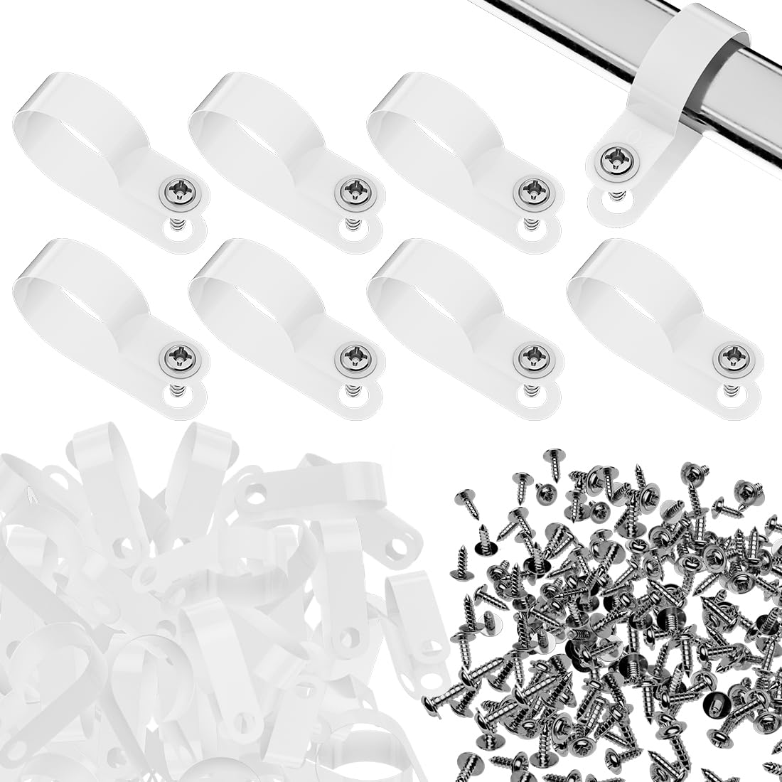 BTF-LIGHTING 100pcs White 1/4 Inch R-Type Nylon Plastic Cable Mounting ...