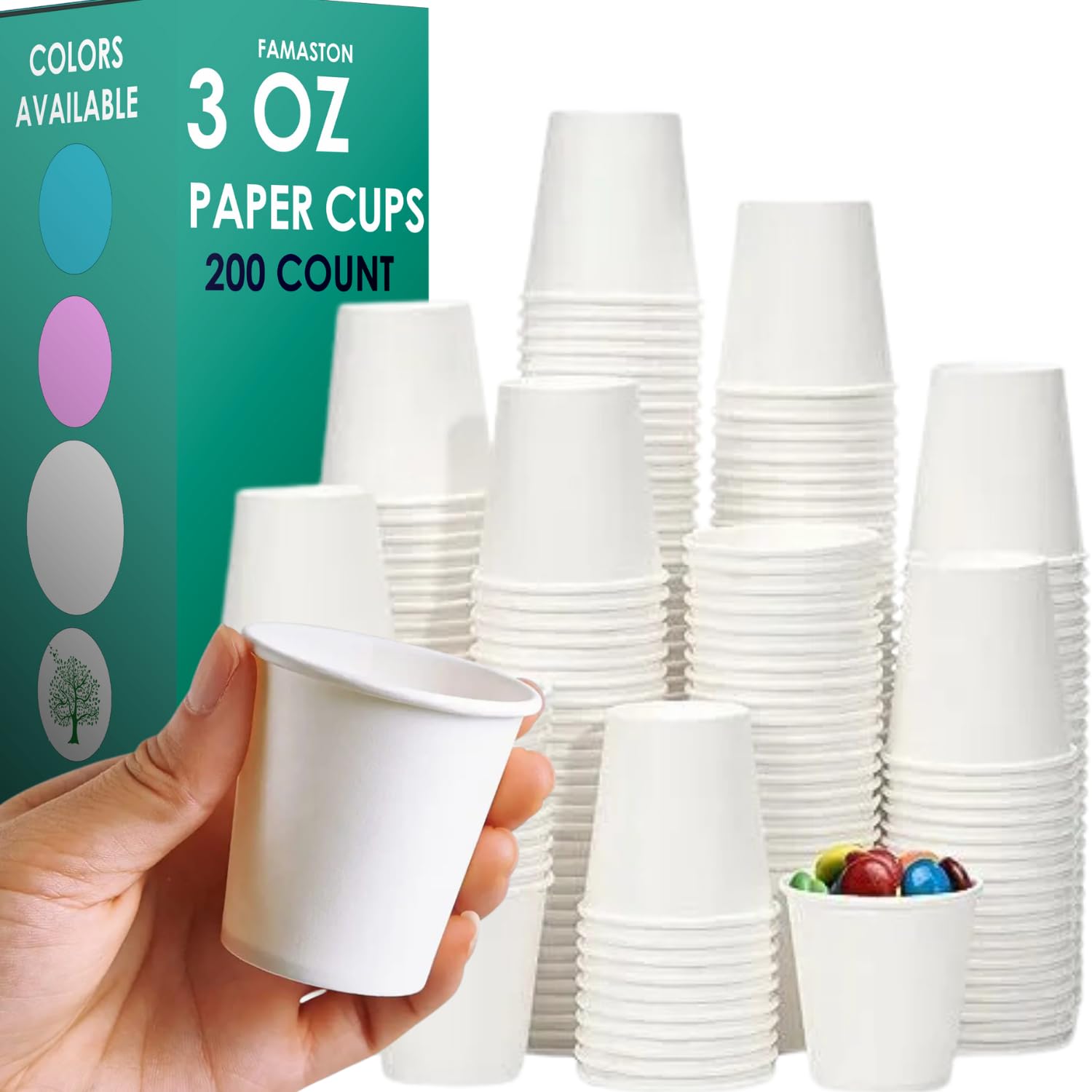 Amazon.com: 200-Pack White 3oz Compostable Paper Cups Small Disposable ...