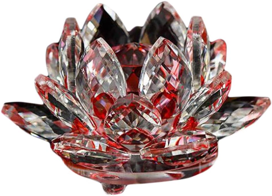 Amazon.com: Feng Shui 80 mm Quartz Crystal Lotus Flower Crafts Glass ...