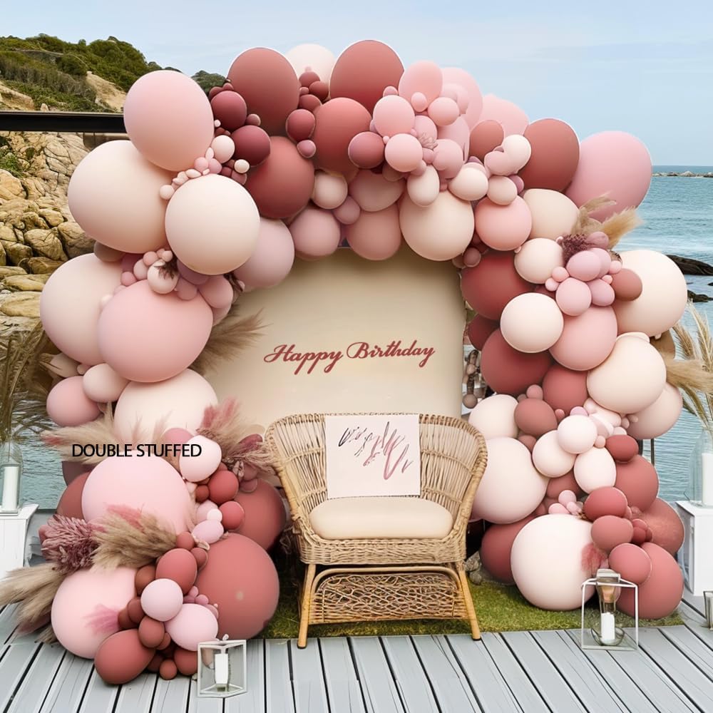 Amazon.com: Dusty Pink Balloon Arch DOUBLE STUFFED Blush Pink Balloons Dusty Rose Balloon ...
