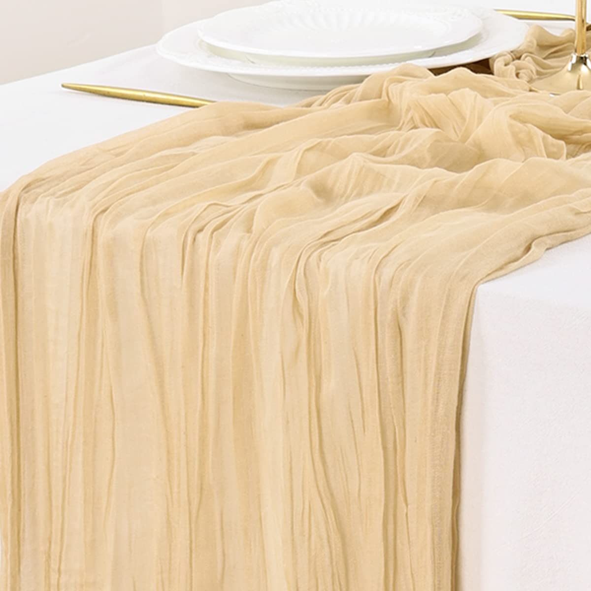 Snapklik.com : Cheesecloth Table Runner 10ft Gauze Boho Rustic Sand ...