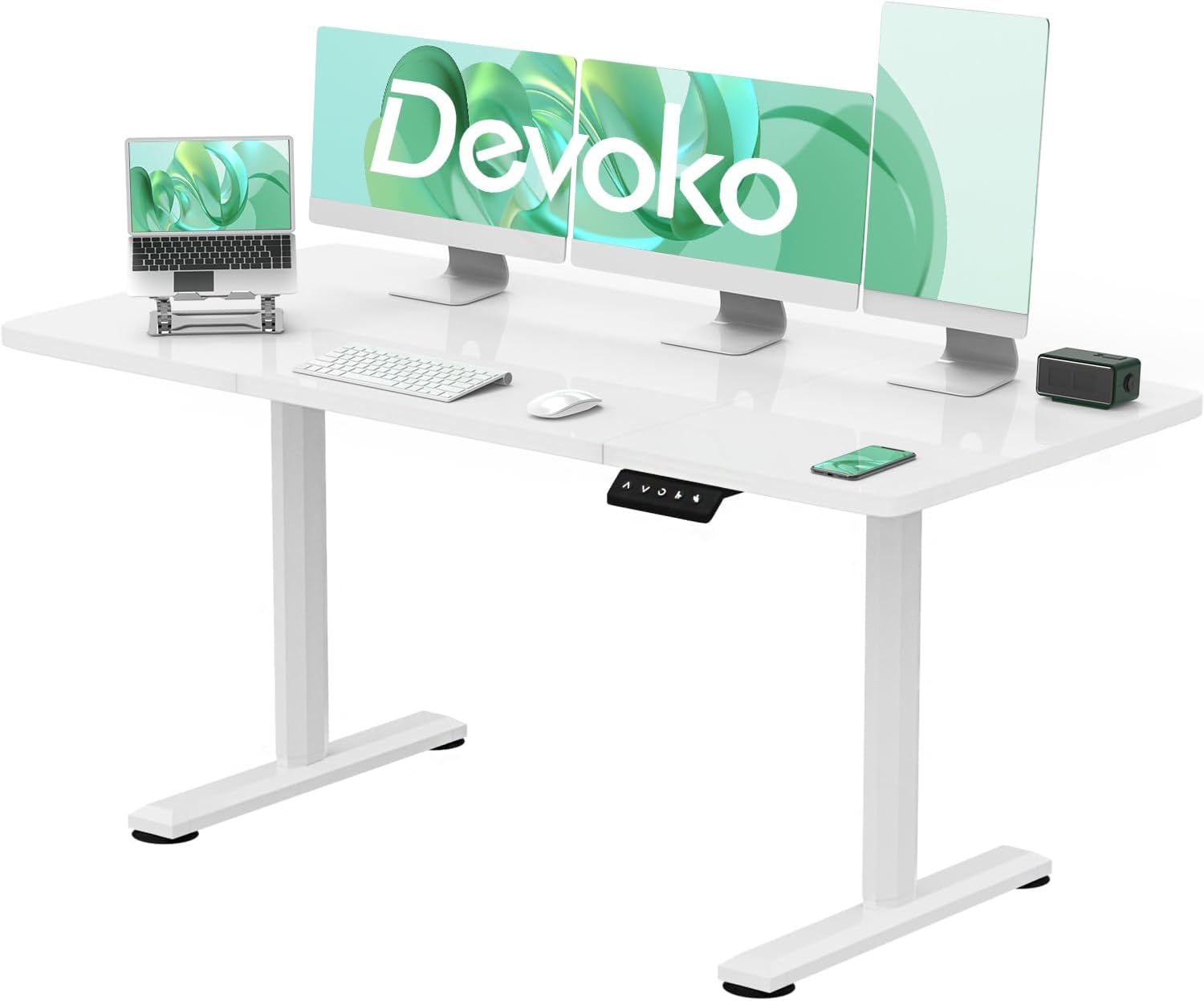 Devoko Height-Adjustable Electric Desk, 160 x 70 cm, Height Adjustable ...