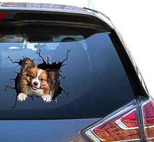 Amazon.com: Papillon Car Decal Papillon Accessories 3D Glass Decal for ...
