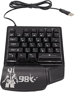 Amazon.com: PUSOKEI One Handed Gaming Keyboard LED Backlit 35 Keys Mini Gaming Keyboard Wired ...