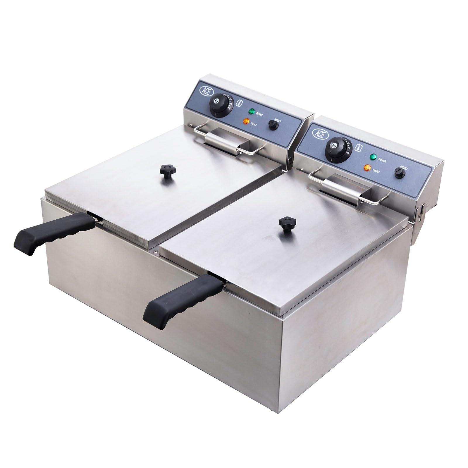 HAKKA Commercial Deep Fat Fryer, Double Tanks 17Lx2 Electric Large ...