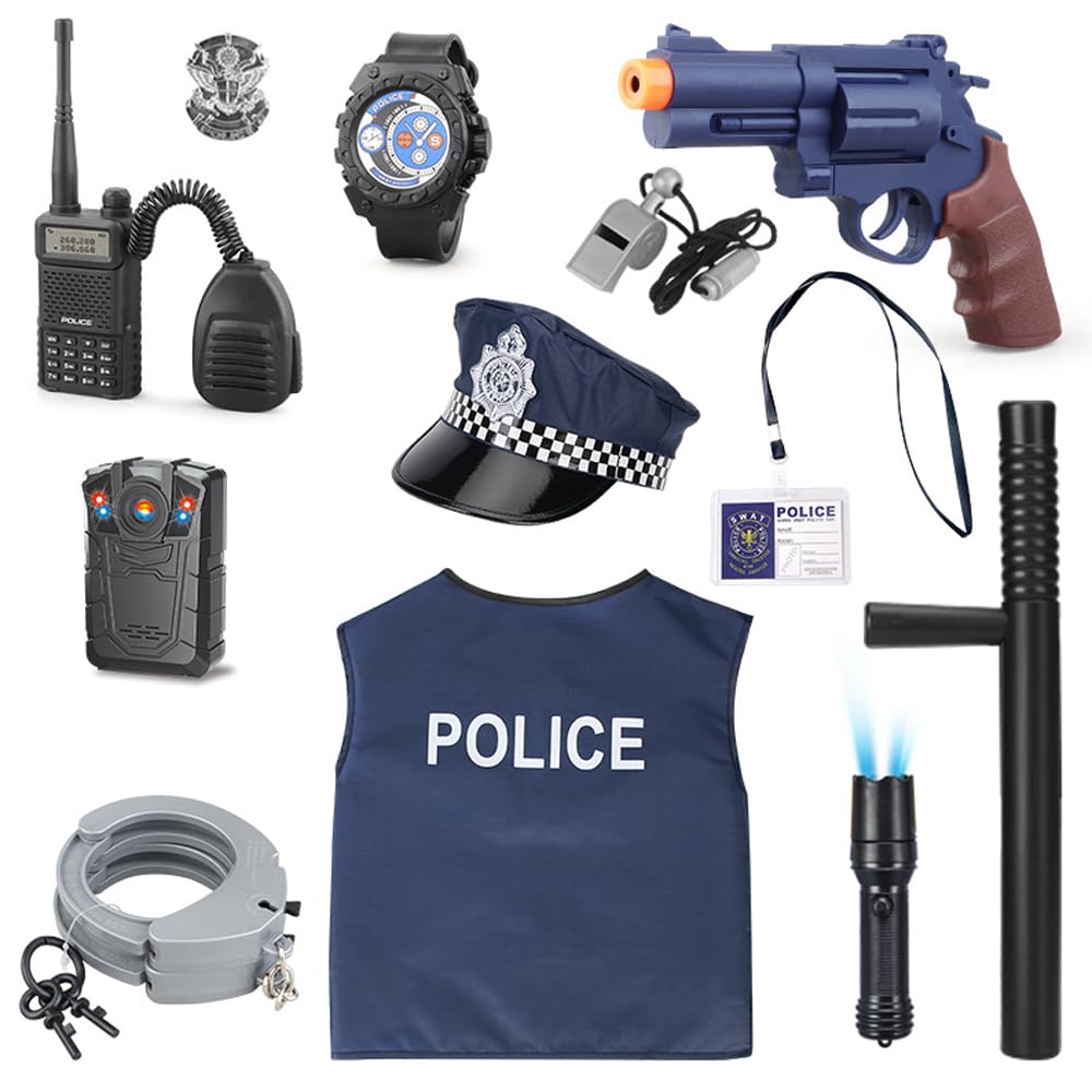 Foreverup Police Costume Kids, Police Pretend Play Accessories with ...