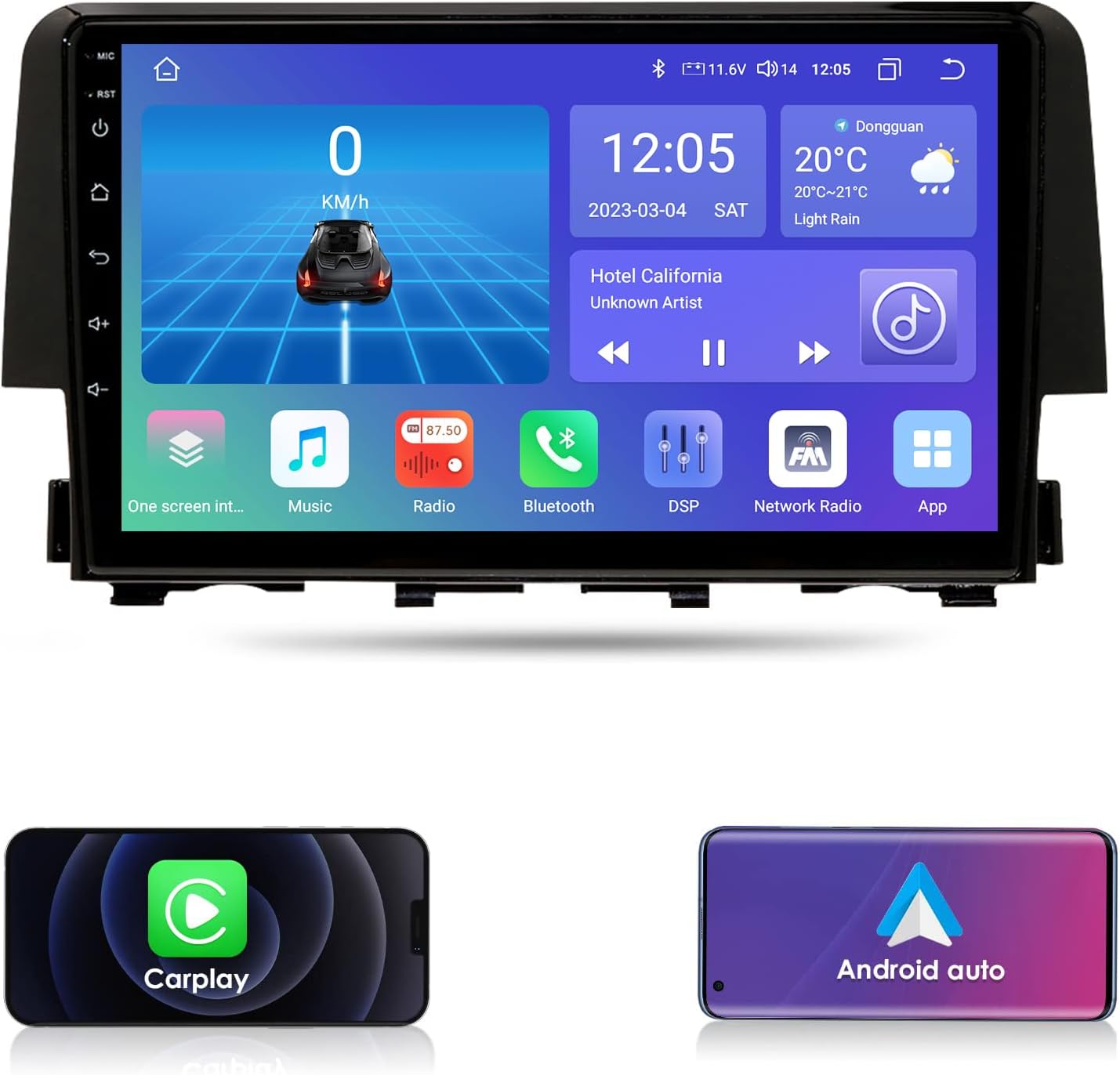 Amazon.com: Car Radio Stereo for Honda Civic 2016-2021, 8 Core Android ...