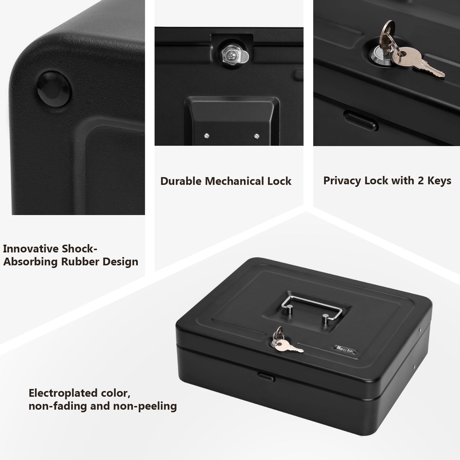 Secure Money Storage Metal With Lock & Tray - Large Locking Money Box ...