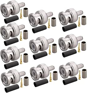 Amazon.com: RFetomax BNC Male Crimp Connector 50 Ohm BNC Connector Male for RG58 LMR195 RG142 ...