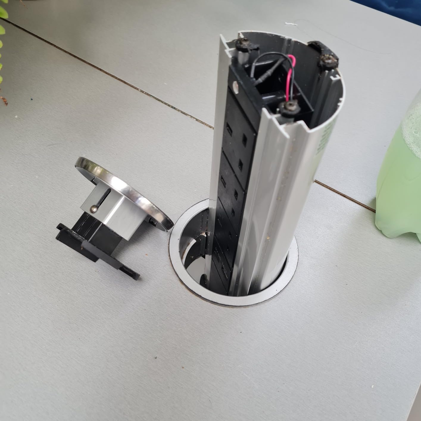 Pop-up 3 Gang Mains Power Extension Tower | Stainless Steel | 3 Way ...