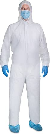 Amazon.com: Disposable Coveralls with Hood | White | 5 Pack | Extra ...