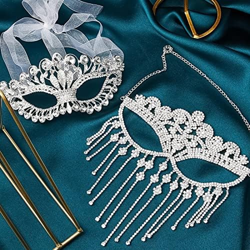 Amazon.com: Nosiny 2 Pcs Rhinestone Masquerade Mask for Women Girls ...