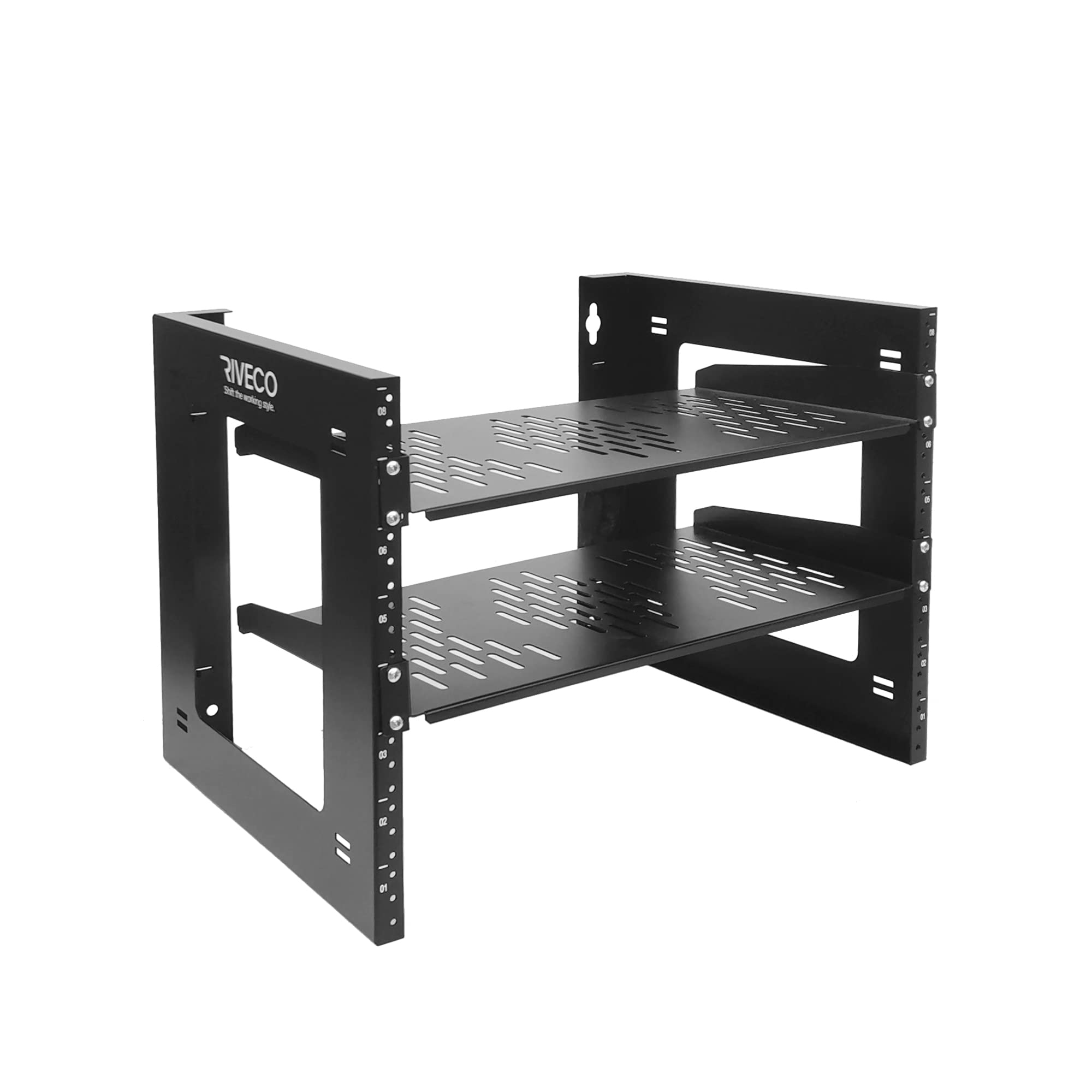 Amazon.com: RIVECO 8U Floor & Wall Mount Rack + 2PCS Cantilever Shelves ...