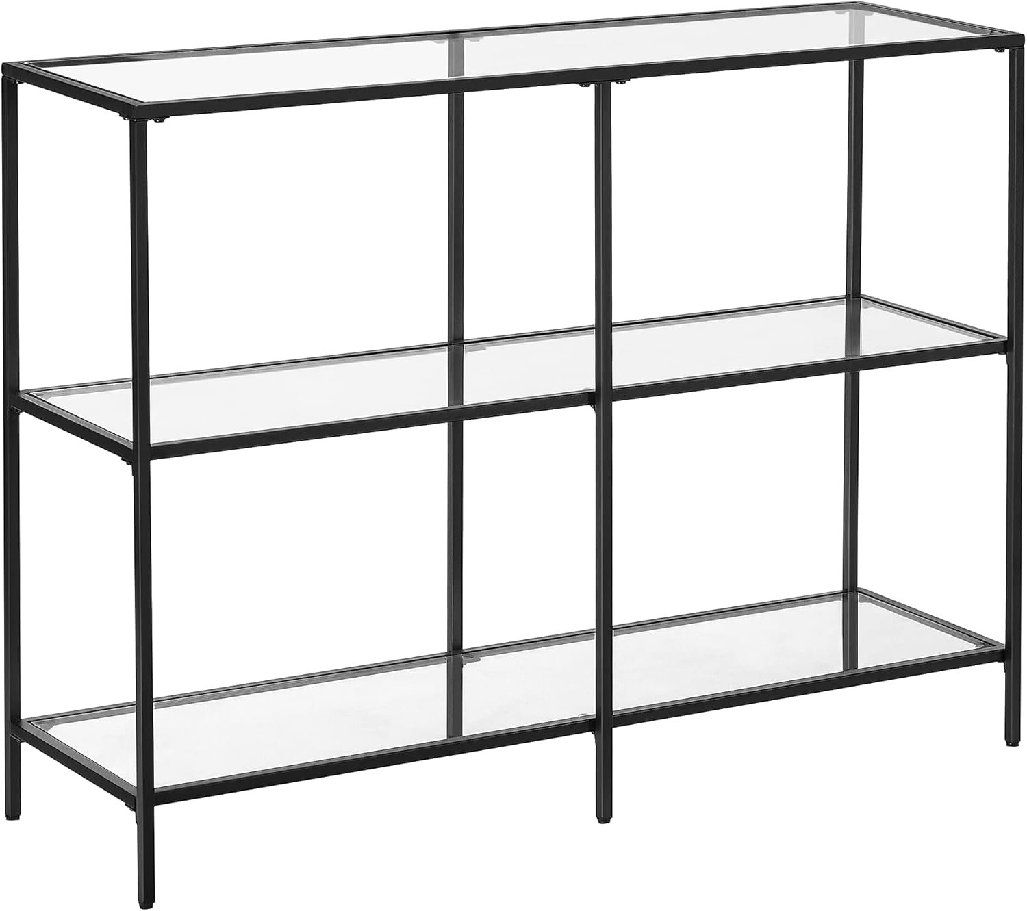 VASAGLE Console Table Coffee Table with 3 Shelves, Tempered Glass Shelf ...
