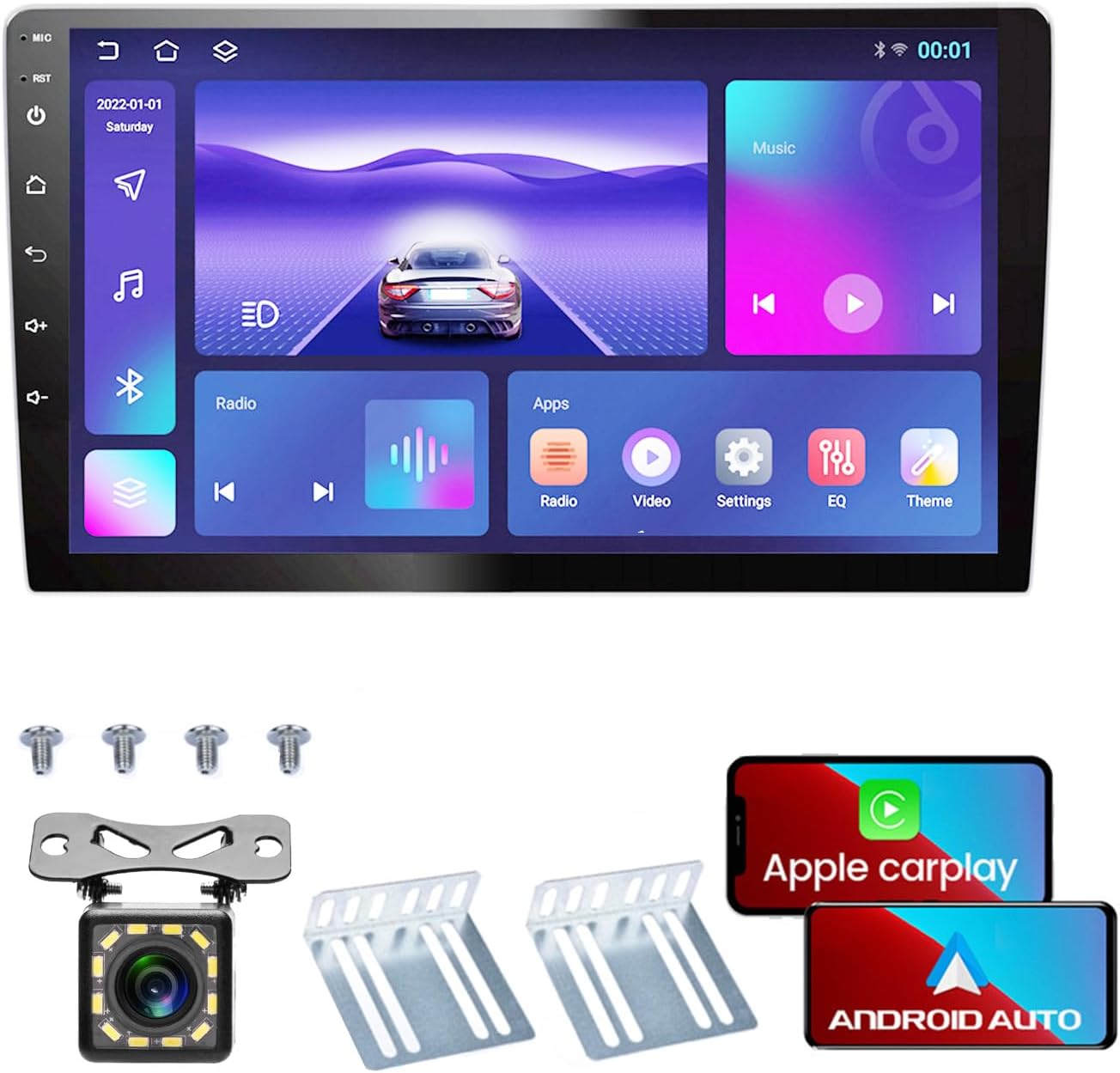Amazon.com: 10 Inch Double Din Car Stereo with Wireless CarPlay ...
