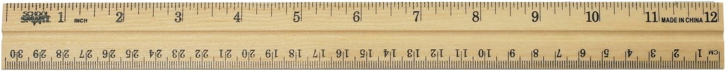 School Smart Double Beveled Wood Ruler, 12 x 1-1/8 x 5/32 Inches ...