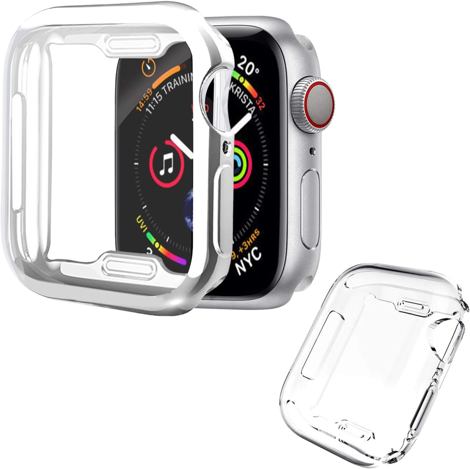 Amazon.com: HANKN 2 Pack 44mm Clear Case for Apple Watch Series 6 5 4 ...