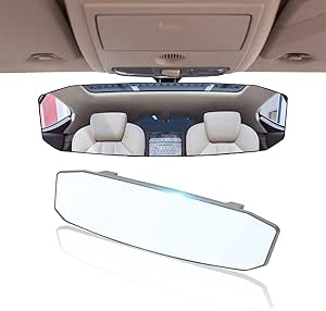 Amazon.com: QODOLSI Large Panoramic Rear View Mirror, Universal Wide ...
