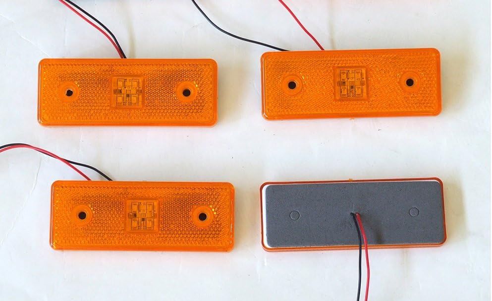 4pcs LED 12V Yellow Orange Side Marker Light Indicator with Amber Bulbs ...