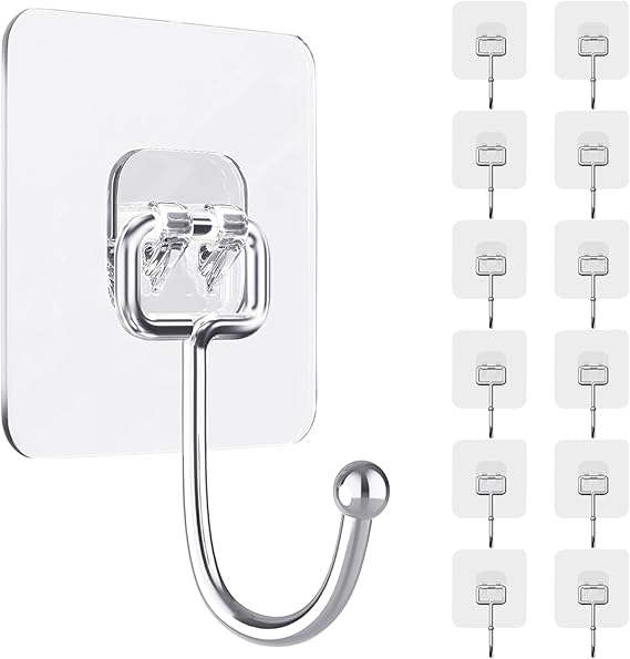 Amazon.com: Large Adhesive Hooks Wall Hooks for Hanging, 12 Pack Heavy ...