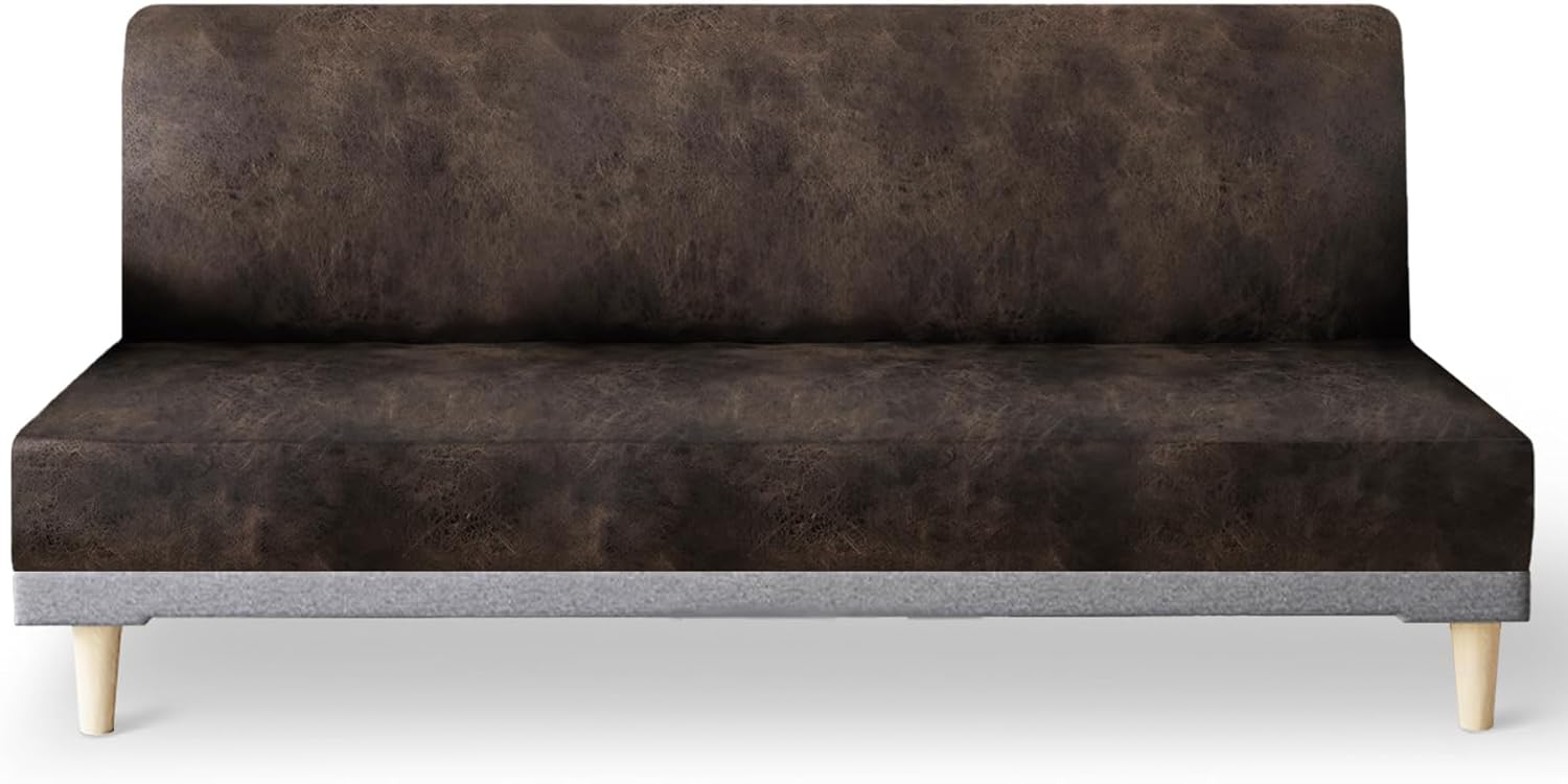 Amazon.com: molasofa Leather Like Stretch Futon Slipcover Armless Futon ...