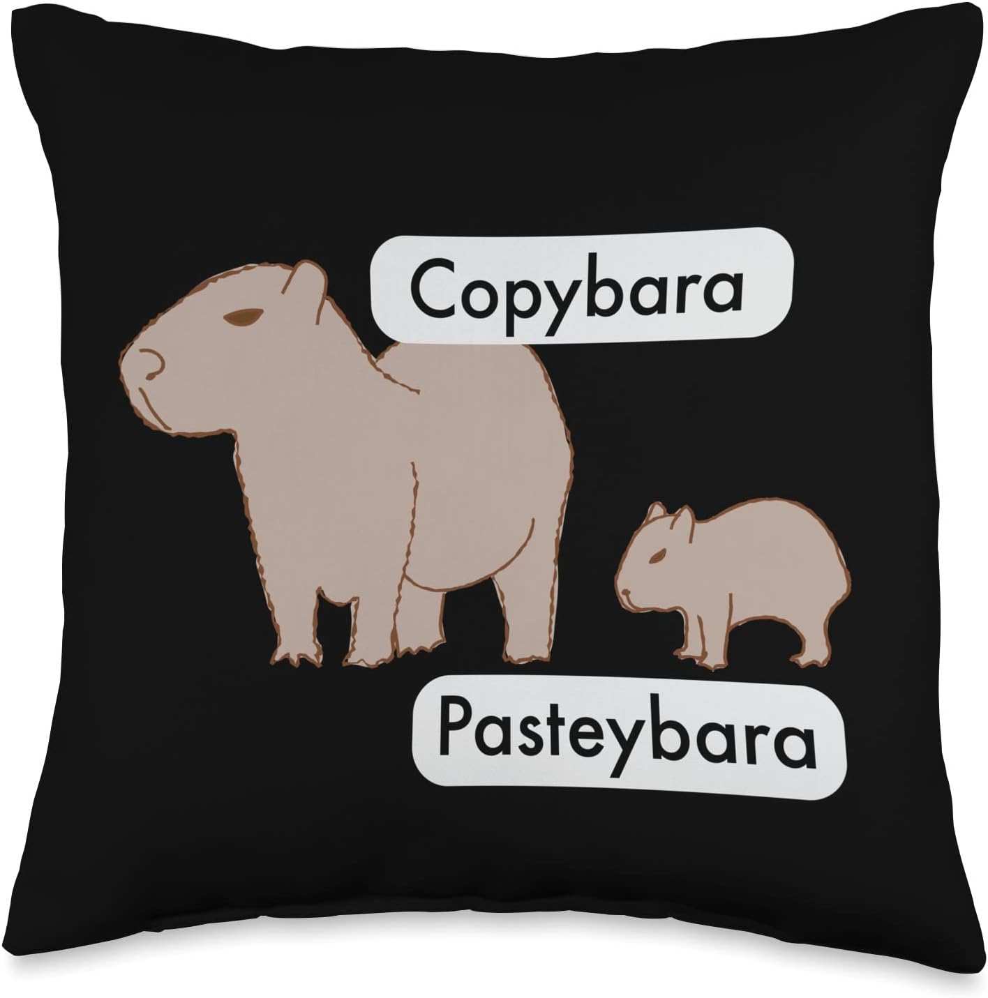 Amazon.com: Capybara and Baby Capybara Pup, Copy Paste Pun Throw Pillow : Home & Kitchen