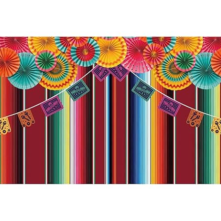 Amazon.com : Mexican Fiesta Backdrop Colorful Flags Striped Backdrops ...