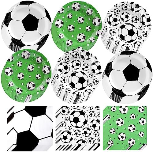 Amazon.com: ADXCO 169 Pieces Soccer Theme Party Supplies Set Disposable ...