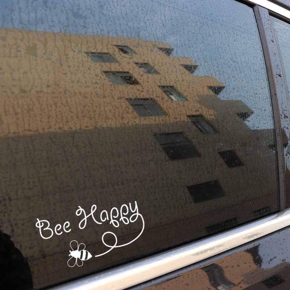 Bee Happy Bumblebee Fun Window Bumper Sticker Vinyl Decal 15.4CM x 8 ...
