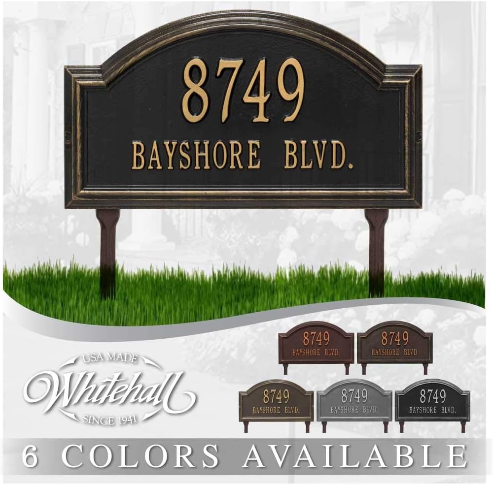 Amazon.com: Whitehall™ Personalized Cast Metal Address plaque - LAWN ...