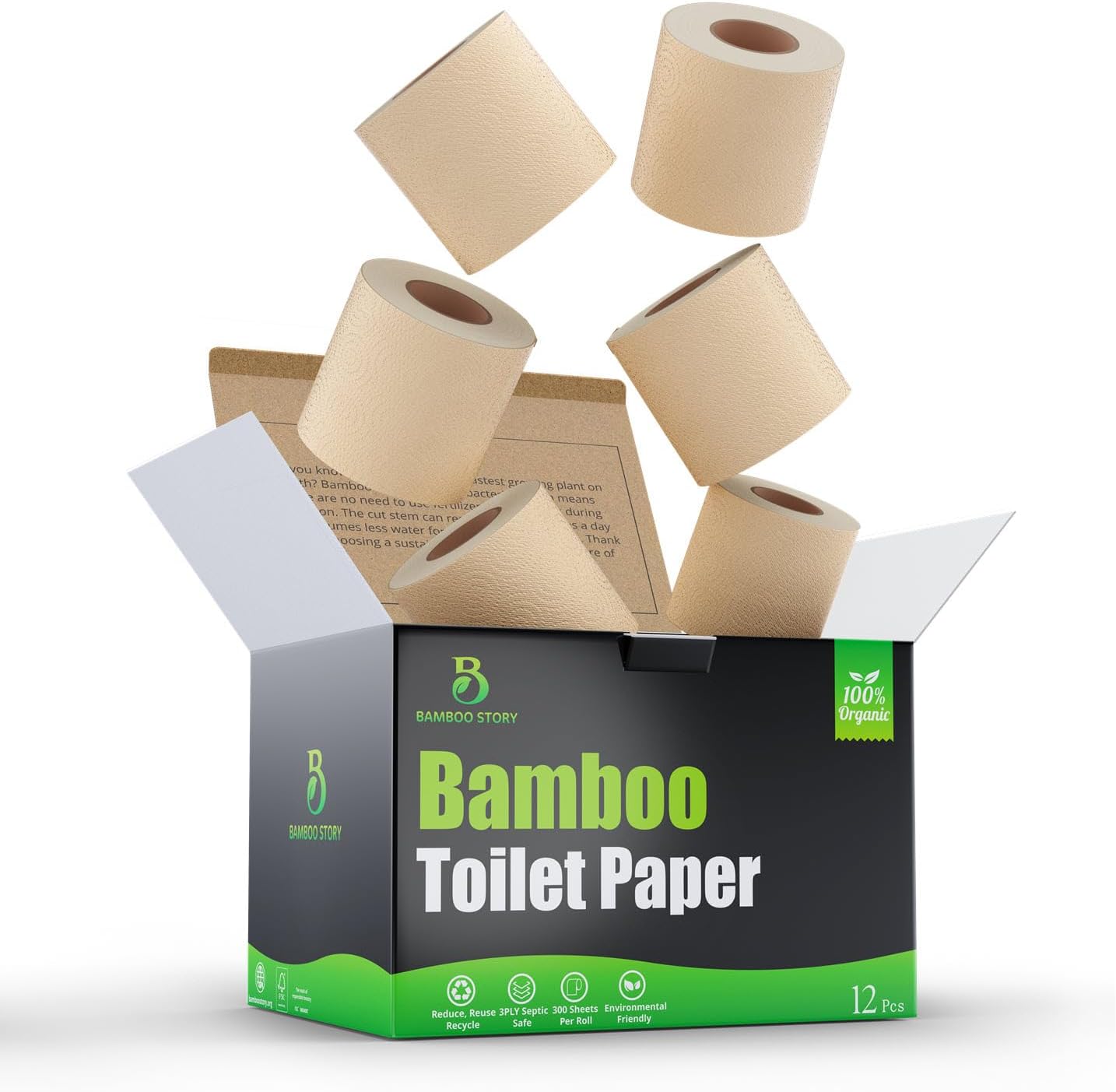 Amazon.com: Bamboo Story Premium Bamboo Toilet Paper | Unbleached, 12 ...