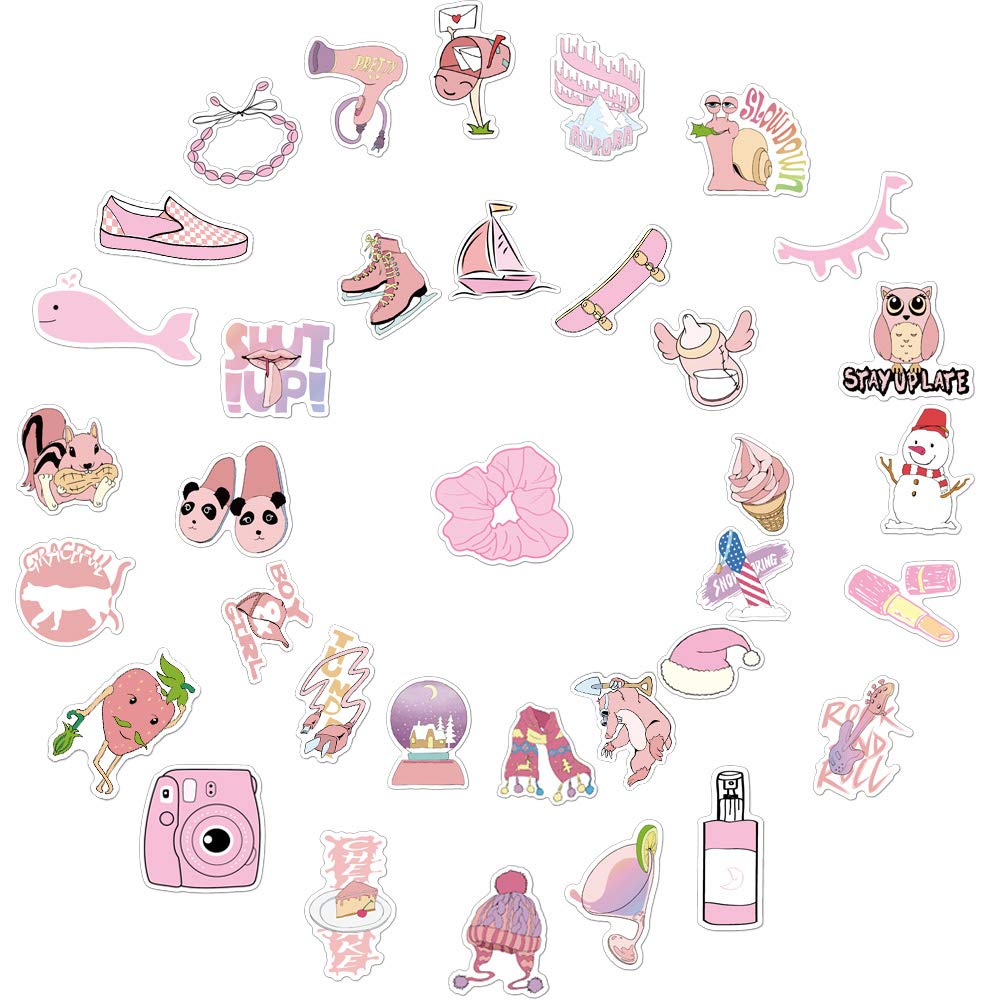 Buy Vsco Stickers for Hydro Flask[35 Pack], Pink Aesthetic Vinyl ...