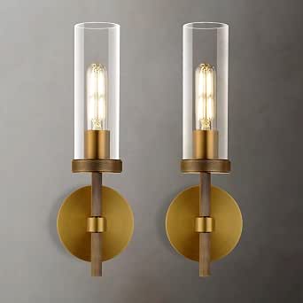 Brass knurled Wall Sconces Set of Two, 14" Sconces Wall Lighting ...