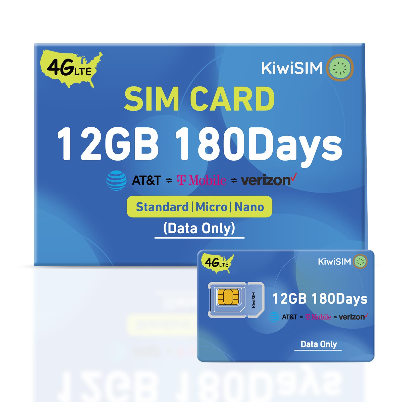 Amazon.com: KiwiSIM USA Data SIM Card 12GB 180 Days, 4G LET SIM Card ...