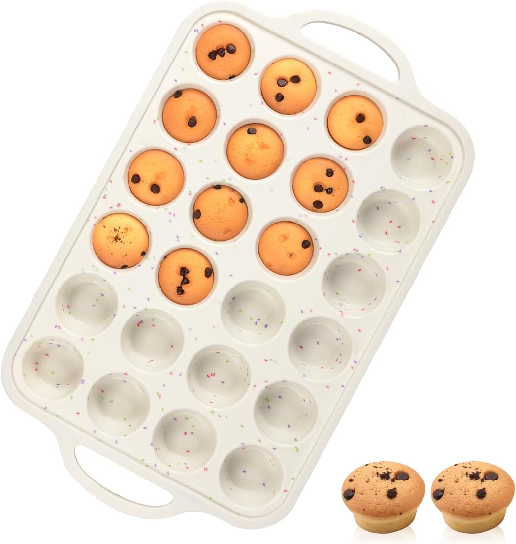 Amazon.com: CAKETIME Mini Cupcake Pans, Metal Reinforced Frame Silicone ...