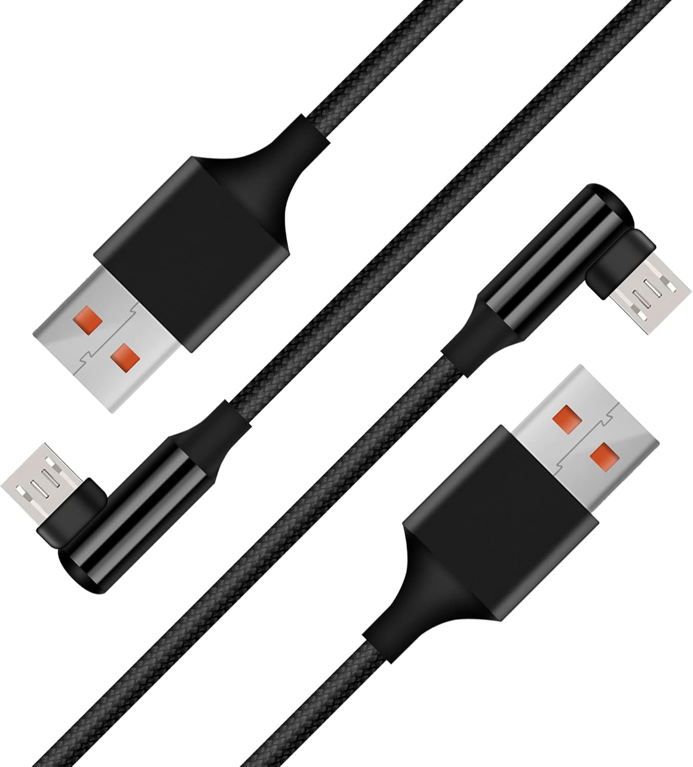 Amazon.co.jp: Micro USB ケーブル L字型 66W/5A【2本セット 2M】マイクロUSBケーブル 急速充電 高速データ ...